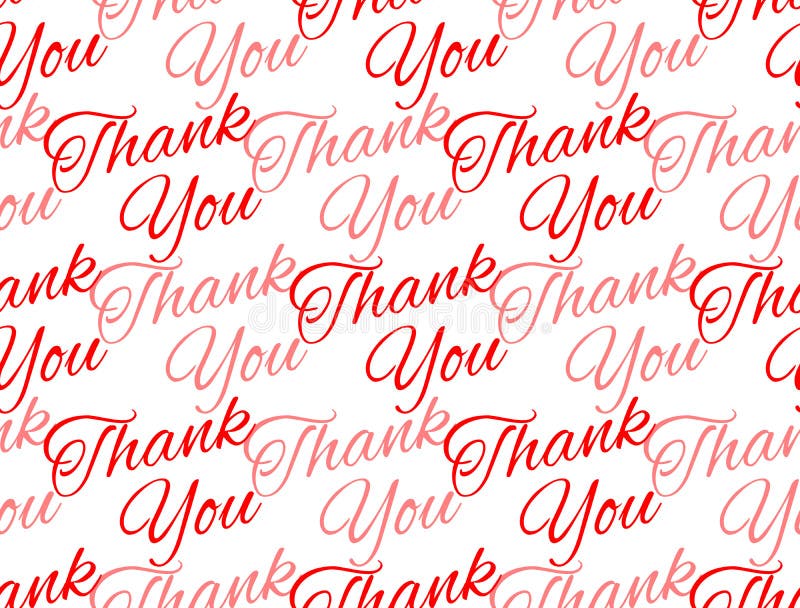 Thank You, Bright Red Script Lettering, Seamless Pattern Stock Vector ...