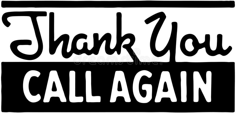 Thank You Call Again 5 stock vector. Illustration of fifties - 42094295