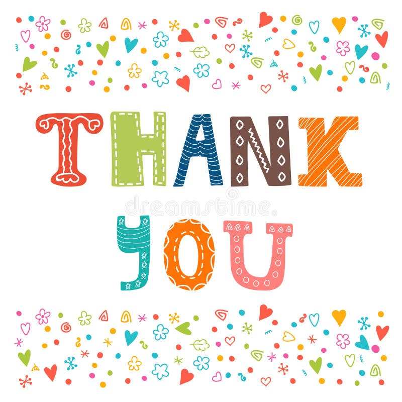 Thank You Card Design. Cute Greeting Card Stock Vector - Illustration ...