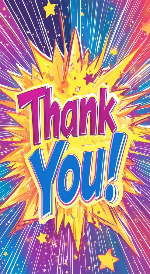 A Thank You Card Featuring a Vibrant Explosion Design in a Playful ...