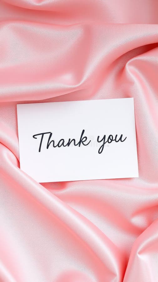 Thank You Card Placed on Soft Pink Fabric Background with Elegant ...
