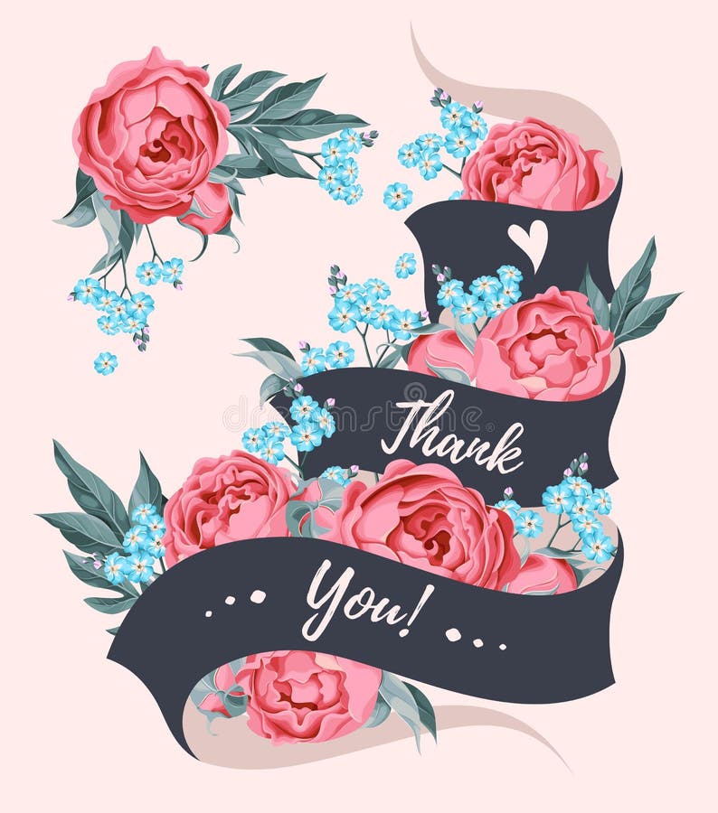 Thank you card with ribbon stock vector. Illustration of gratitude ...