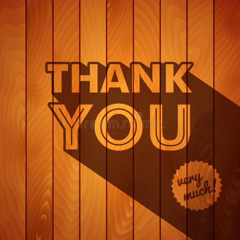Thank You Card With Typography On A Wooden Backgro Stock Vector ...