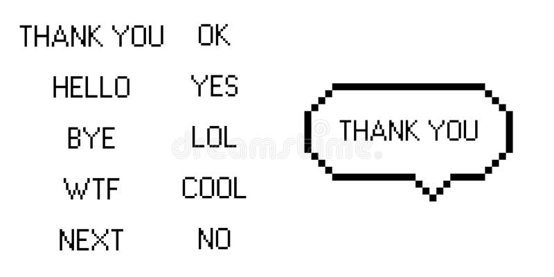 Thank You Comic Speech Cloud Vector Pixel Art Icon. Retro Chat Balloon ...