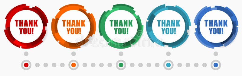 Thank You Icon Set, Vector Illustration in 6 Colors Options for ...