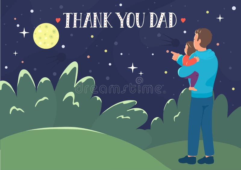 Thank You Dad. Father`s Day Greeting Card. Father Shows Her Daughter a ... Thank You Dad. Father`s Day Greeting Card. Father Shows Her Daughter a ...