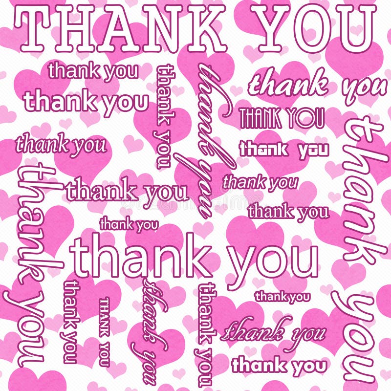 Thank You Design with Pink and White Hearts Tile Pattern Repeat Stock ...