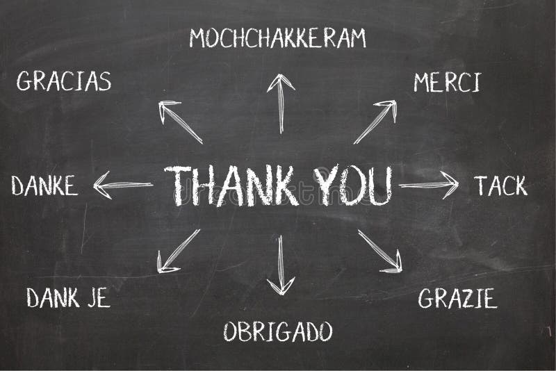 Thank You Diagram on Blackboard Stock Image - Image of grazie, world ...