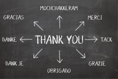 Thank You Diagram on Blackboard Stock Image - Image of grazie, world ...