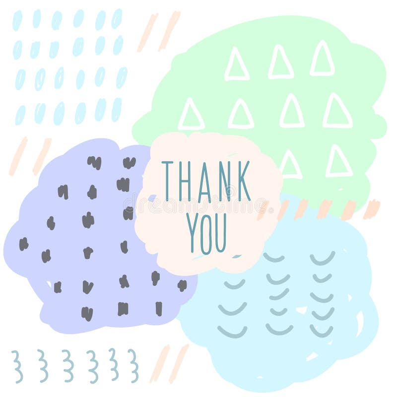 Thank You Doodle Card Template. Abstract Handmade Letters Patte Stock ...