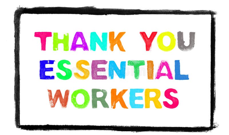 Thank You Essential Workers - Text with Colorful Stencil Letters in ...