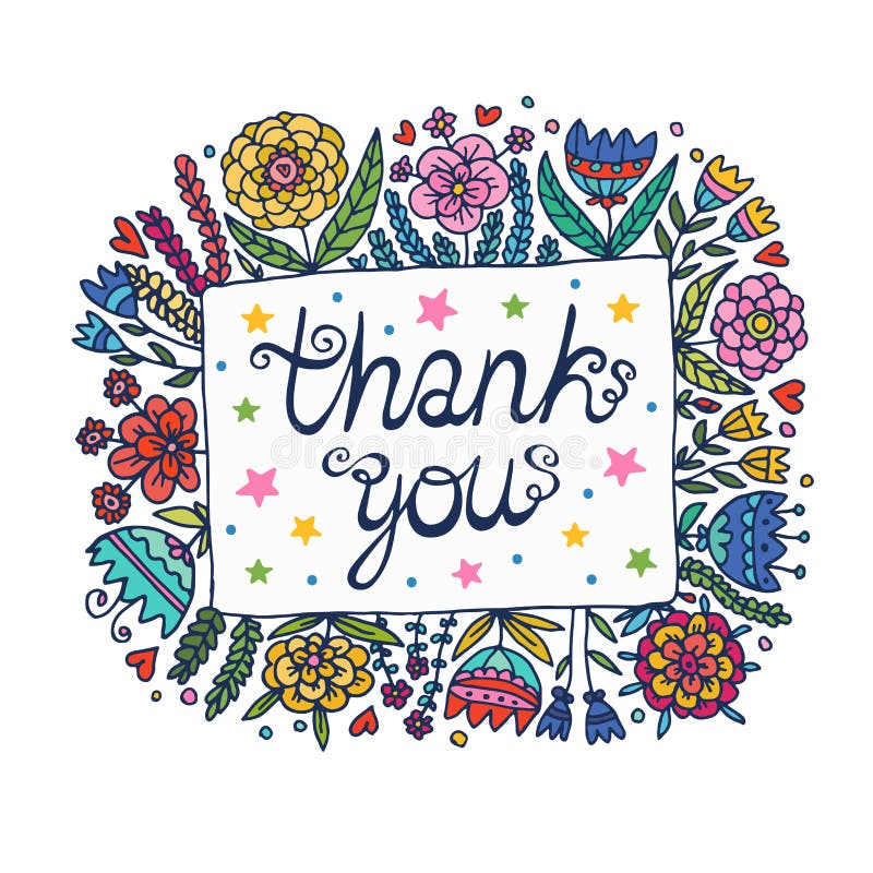 Thank You Floral Frame Illustration Stock Vector - Illustration of ...