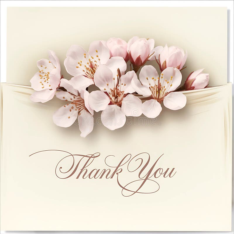 Thank You Card with Pink Spring Thank You Flowers Bouquet Stock ...