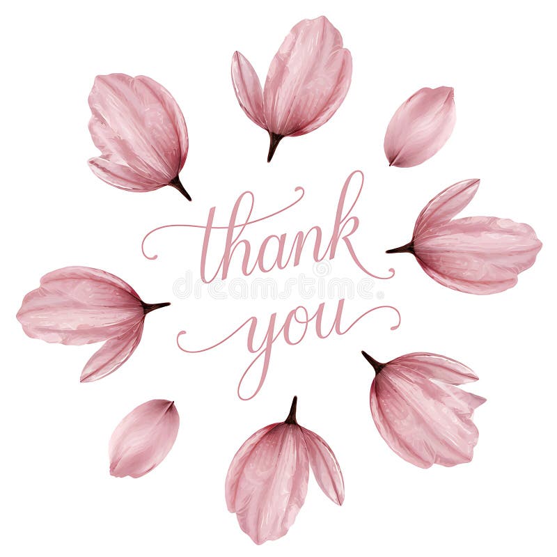 Thank You Text with Spring Flowers, Thank You Flowers Heart Stock ...
