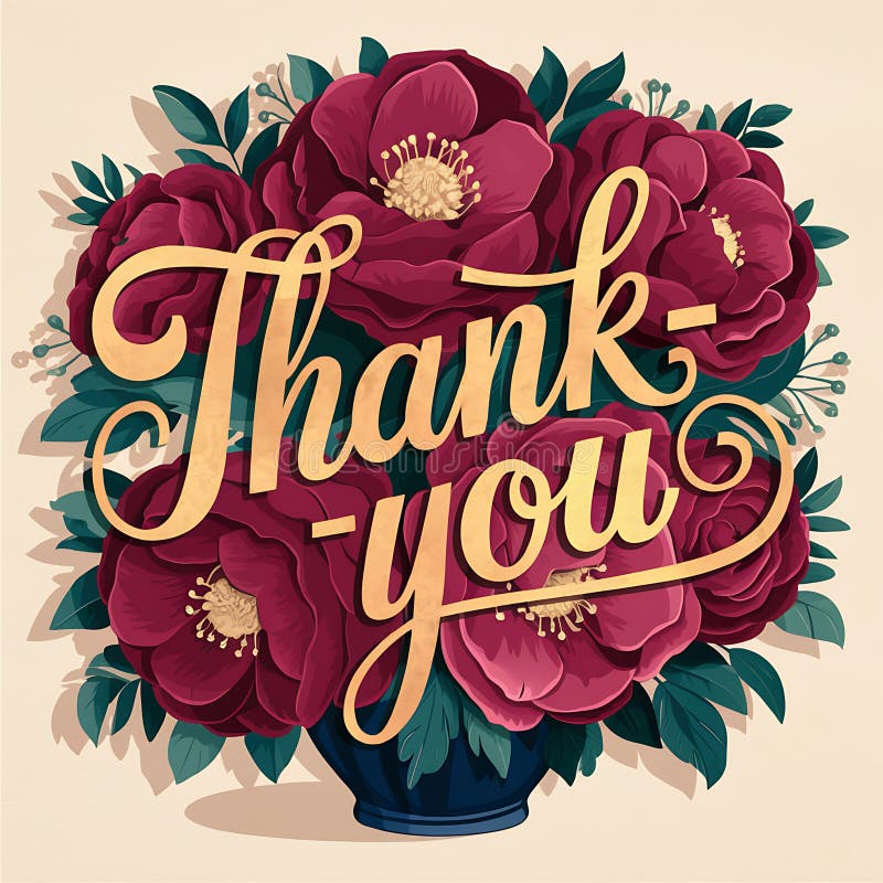 Thank You Text with Spring Flowers, Thank You Flowers Heart Stock ...