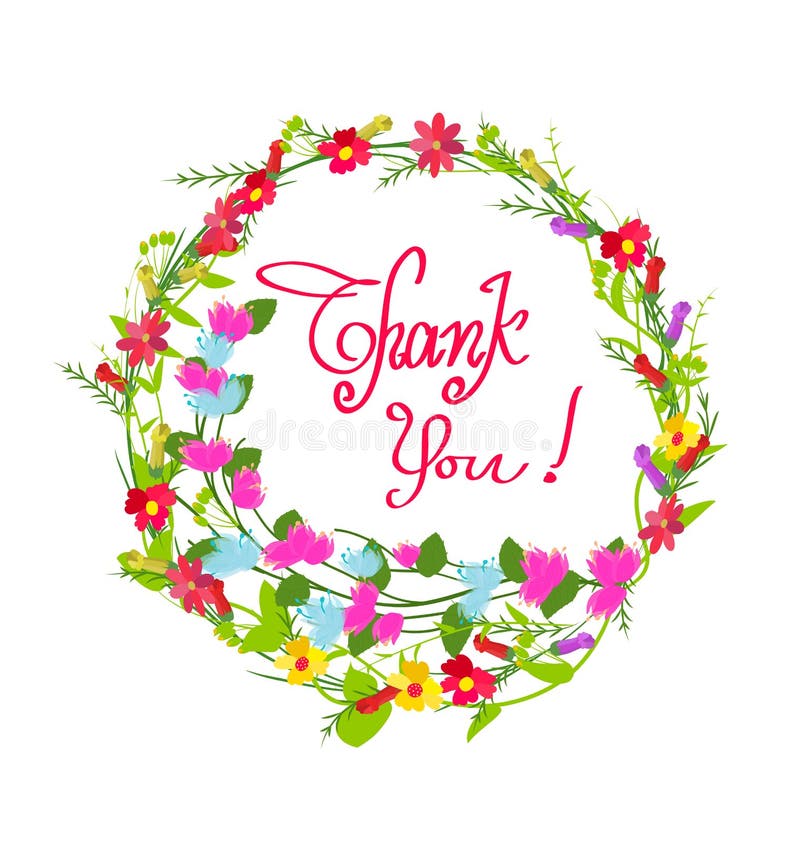 Thank you with Flowers Set stock vector. Illustration of field - 44063158