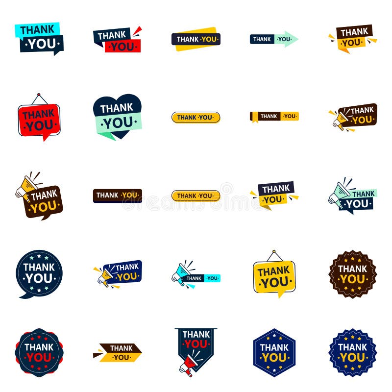 Thank You 25 Fresh Vector Elements To Show Your Appreciation Stock ...