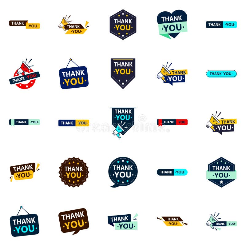 Thank You 25 Fresh Vector Elements To Show Your Appreciation Stock ...