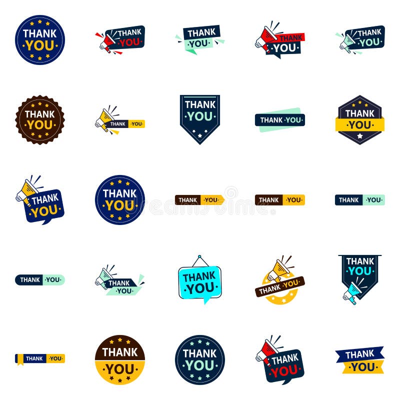 Thank You 25 Fresh Vector Elements To Show Your Gratitude Stock Vector ...