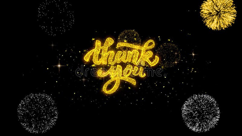 Thank You Typography Written with Golden Particles Sparks Fireworks ...