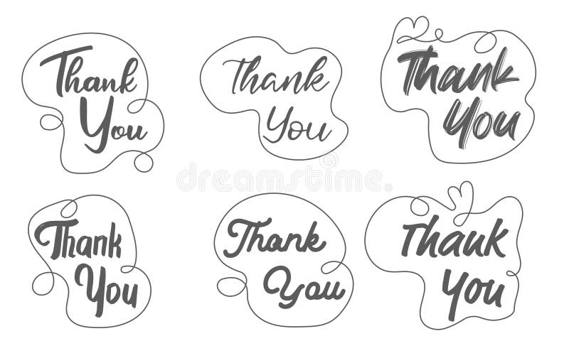 Thank You Handwritten Labels in One Line Style Stock Vector ...
