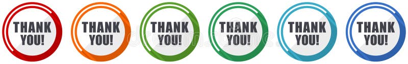 Thank You Icon Set, Vector Illustration in 6 Colors Options for ...
