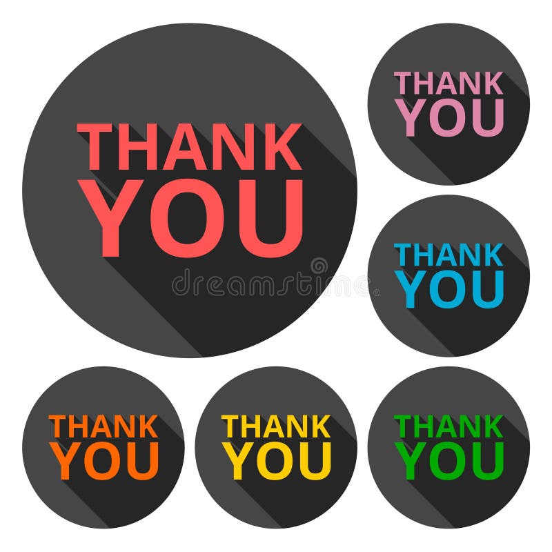 Thank You Icons Set with Long Shadow Stock Vector - Illustration of ...
