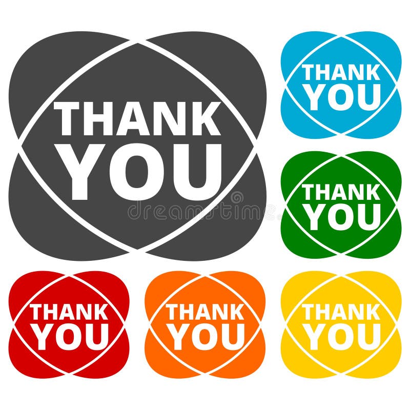 Thank You Icons Set with Long Shadow Stock Vector - Illustration of ...