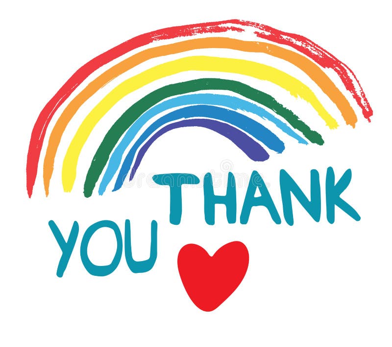 Thank You Lettering. the Rainbow As a Symbol of Hope. Flat Vector ...