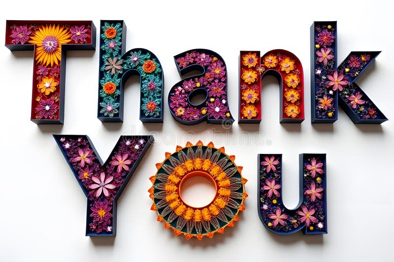 Thank You Letters in Mandala Quilled Masterpieces Stock Illustration ...