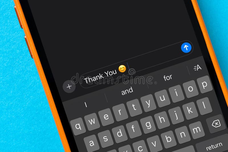 Thank You Message in the Message App of the Smartphone Screen Stock ...