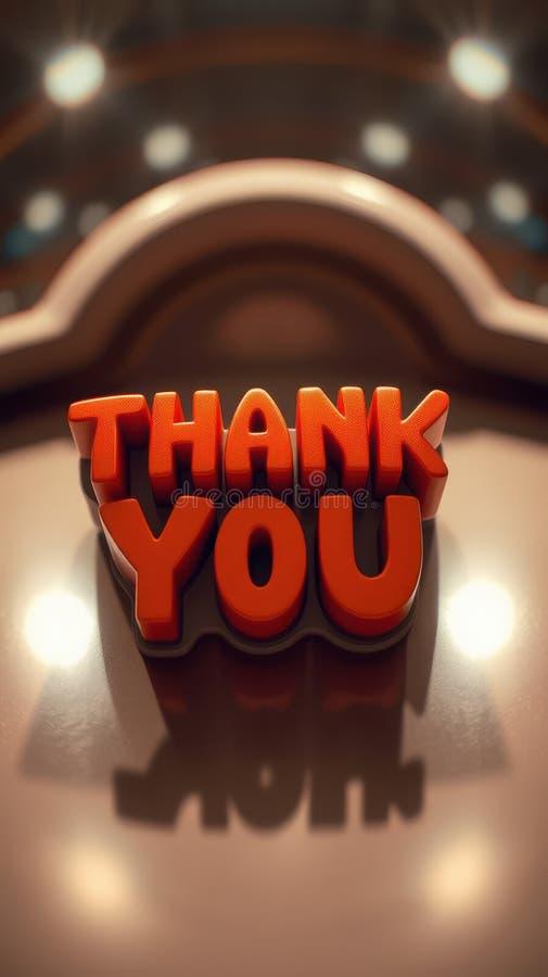 Thank You Message with Bold Orange Letters on a Shiny Surface ...