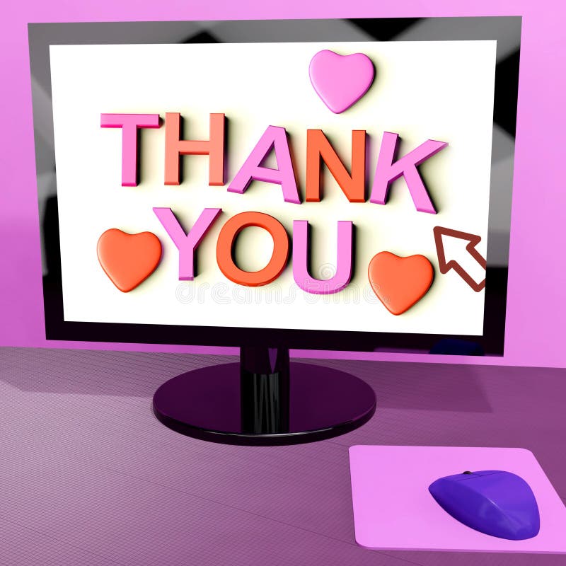 Thank You Message on Computer Stock Illustration - Illustration of ...