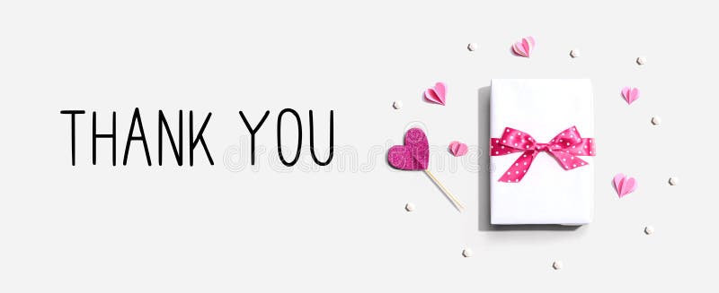 Thank You Message with a Gift Box and Hearts Stock Photo - Image of ...