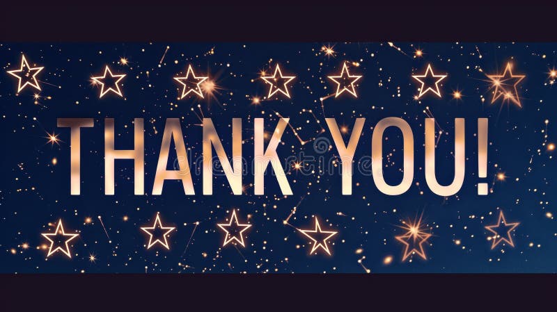 Thank You Message with Glittering Stars on Blue Background Stock Photo ...