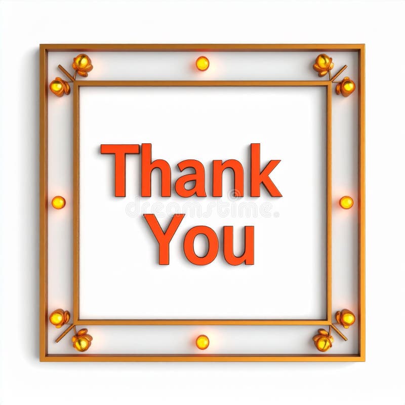 Thank You Message in Gold Frame with Orange Text Stock Illustration ...