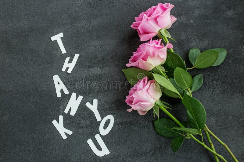 Thank You Message on Gray Background with Flowers. Background for ...