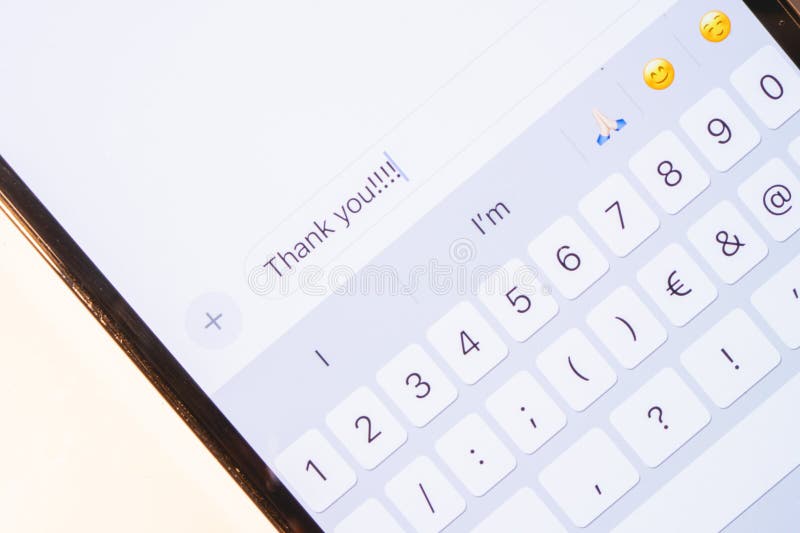A Thank You Message on a Mobile Device Stock Image - Image of writing ...