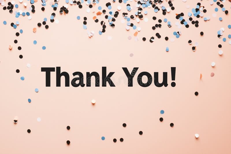 Thank You Message on Peach Background with Confetti Detail Stock ...