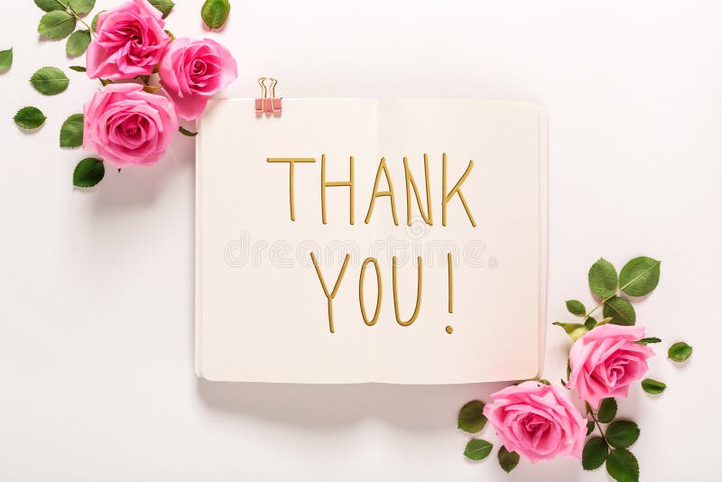 Thank You Message with Roses and Leaves Stock Image - Image of message ...