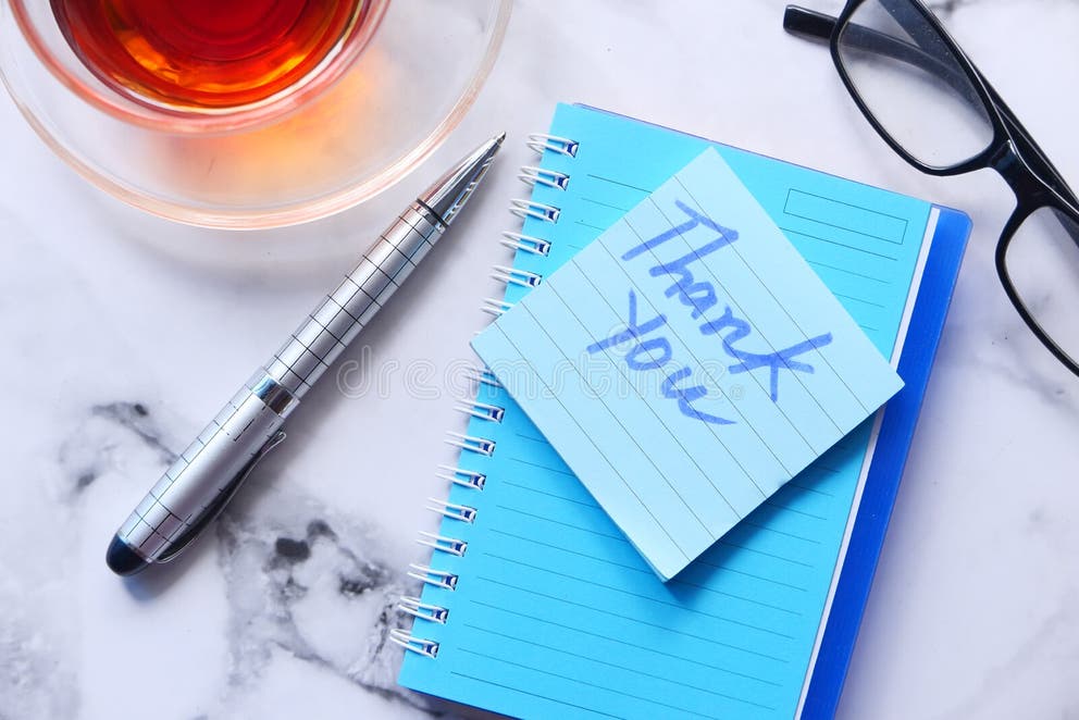 Thank You Message on Sticky Note on Table Stock Image - Image of ...