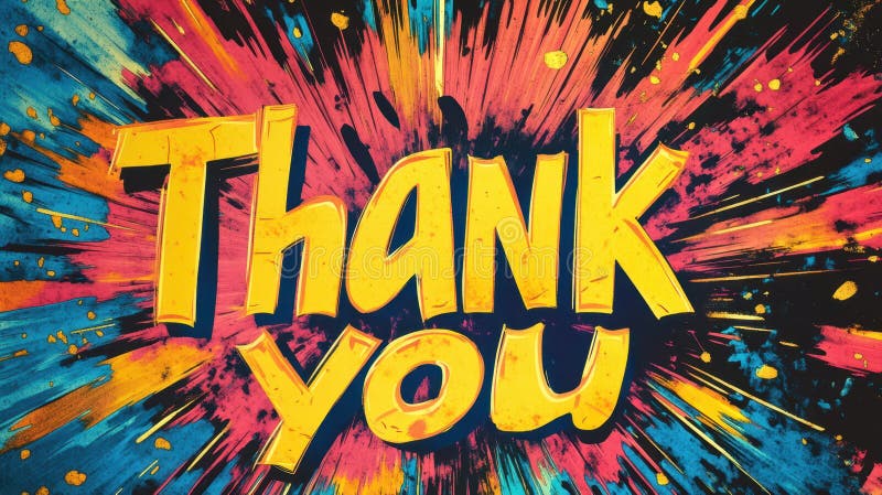Thank You Message in Vibrant Comic Explosion Stock Illustration ...