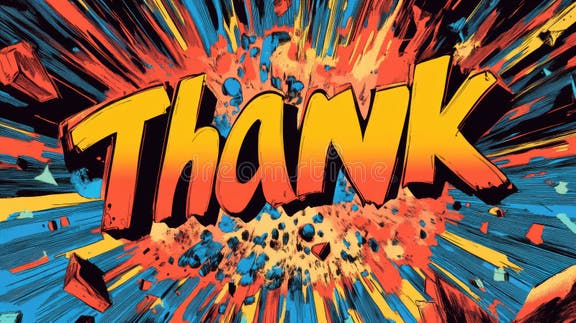Thank You Message in Vibrant Comic Explosion Stock Illustration ...