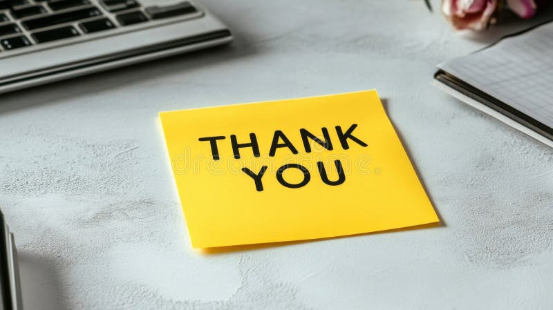 A Thank You Message is Written on a Stack of Yellow Sticky Notes Stock ...