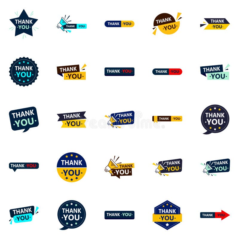 Thank You 25 Modern Vector Elements To Express Your Gratitude Stock ...