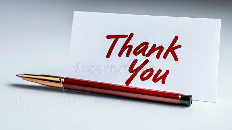 A Heartfelt Thank You Note Paired with a Sleek Pen Against a Clean ...