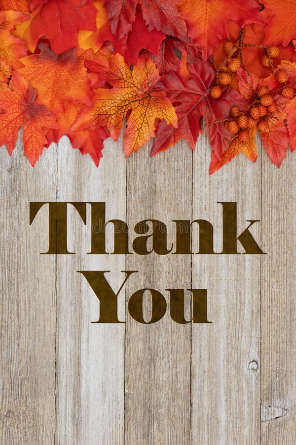 Thank You Note with Fall Leaves on Weathered Wood Stock Photo - Image ...