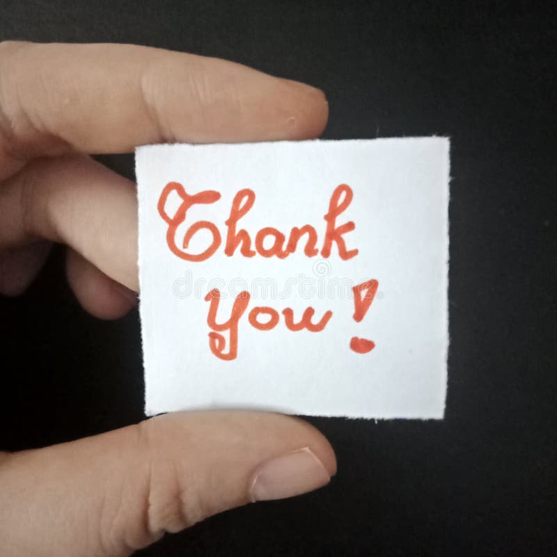 Thank You Note, Handwritten Tiny Mesage, Handwriting Paper Note. Stock ...
