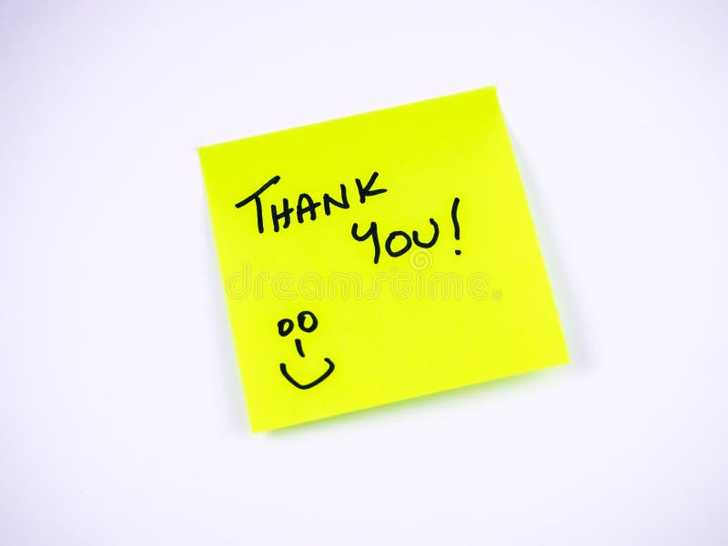 Thank You Note with a Happy Face Stock Image - Image of note, message ...