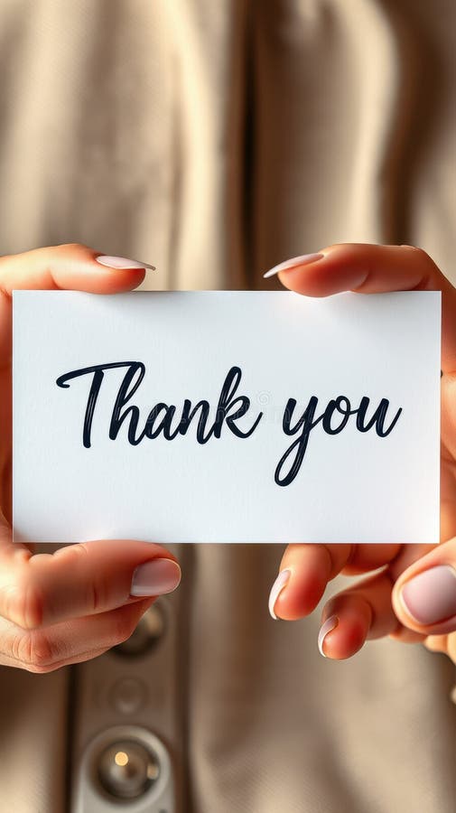Thank You Note Held by Hands Showcasing Appreciation with Elegant ...